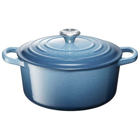 dショッピング |ル・クルーゼ 【IH対応】 シグニチャー ココット・ロンド 22cm シルバーツマミ (マリンブルー) Le Creuset ...