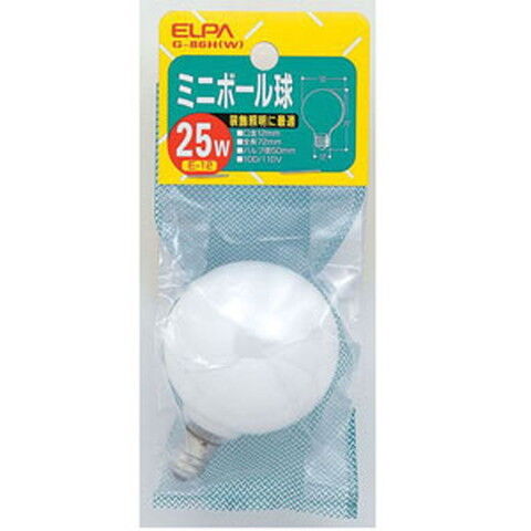 dショッピング |ELPA ミニボール球 25W E12（ホワイト） G-86H-W 【返品種別A】 | カテゴリ：電球の販売できる商品 | Joshin ...