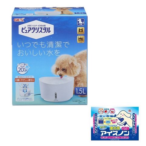 dショッピング |GEX ピュアクリスタル 1．5L犬用ホワイト アイスノンおまけ付 関東当日便 | カテゴリ：食器類・給水機の販売できる商品 | チャーム (023275676)|ドコモの通販サイト