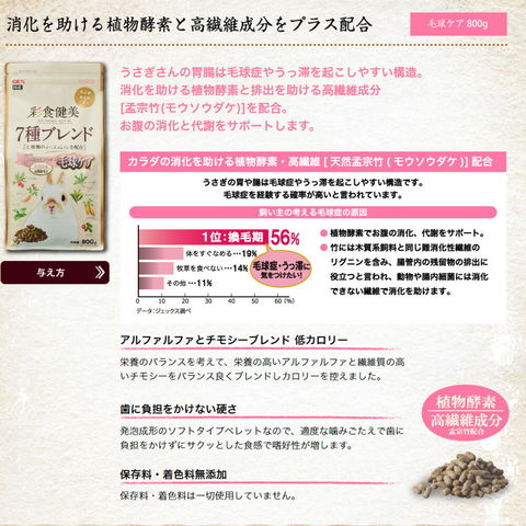 dショッピング |うさぎの餌 GEX 彩食健美 7種ブレンド 毛球ケア 800g 試供品付き うさぎ フード 関東当日便 | カテゴリ：ペレットの販売できる商品 | チャーム ...