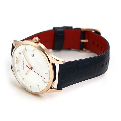 dショッピング |エンポリオ アルマーニ メンズ 腕時計 43mm 革ベルト AR11131 EMPORIO ARMANI シルバー×ネイビー ...