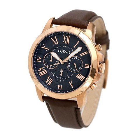 dショッピング |フォッシル 腕時計 メンズ クロノグラフ 革ベルト 46mm ブラック×ダークブラウン FS5068IE FOSSIL ...