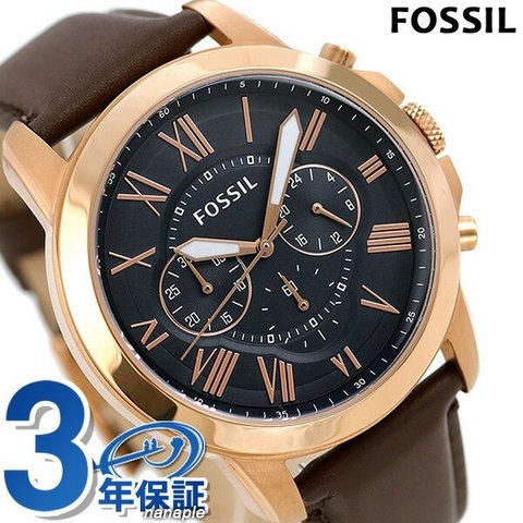 dショッピング |フォッシル 腕時計 メンズ クロノグラフ 革ベルト 46mm ブラック×ダークブラウン FS5068IE FOSSIL ...