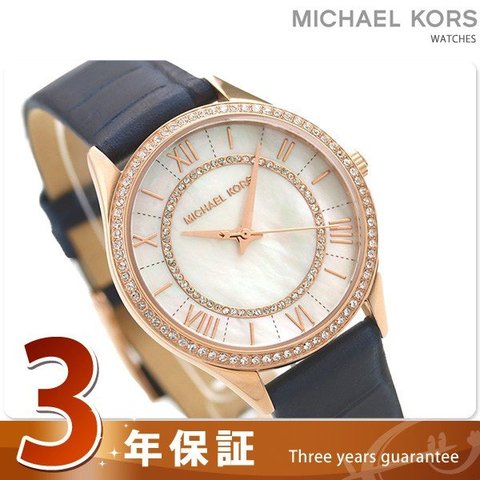 dショッピング |マイケルコース レディース 腕時計 33mm ホワイト×ネイビー 革ベルト MK2757 MICHAEL KORS ローリン ...