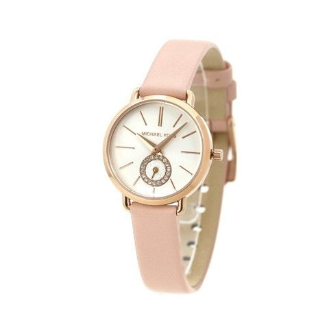dショッピング |マイケルコース レディース 腕時計 革ベルト シルバー×ピンク MK2735 MICHAEL KORS ポーシャ 28mm ...