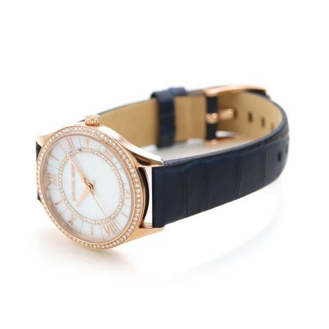 dショッピング |マイケルコース レディース 腕時計 33mm ホワイト×ネイビー 革ベルト MK2757 MICHAEL KORS ローリン ...