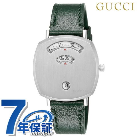 dショッピング |GUCCI グリップ クオーツ 腕時計 メンズ レディース 革ベルト グッチ YA157406 アナログ シルバー グリーン ...