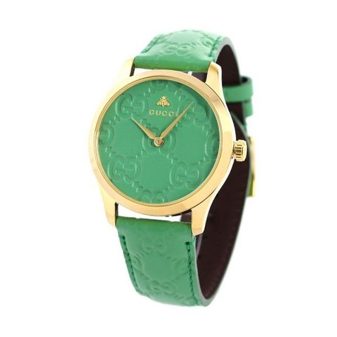GUCCI 腕時計 革ベルト グリーン | elchupetedemark.com