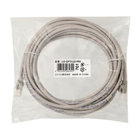 dショッピング |【ELECOM(エレコム)】LANケーブル CAT6 7m ライトグレー 爪折れ防止 RoHS指令準拠 簡易パッケージ【同梱不可】[ ][EL] | カテゴリ：ケーブルの販売 ...