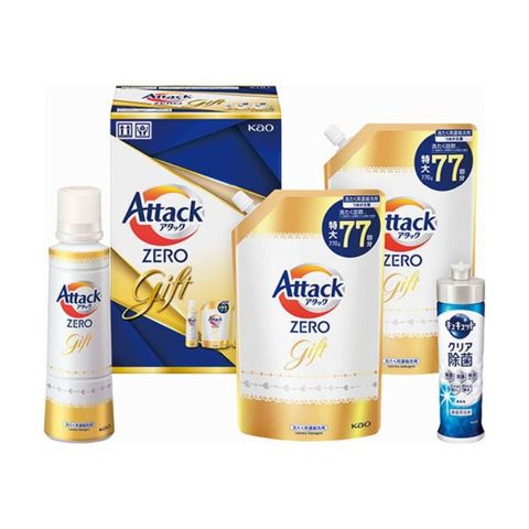 dショッピング |花王 アタックZEROギフト アタックZERO詰替用(770g)×2、アタックZERO(580g)・キュキュットクリア除菌(240ml)×各1 B1120524 【同梱不可 ...