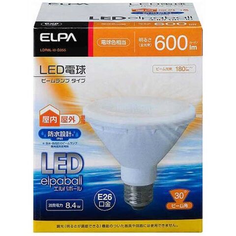 dショッピング |ELPA LED電球 防水仕様 LEDエルパボール ホワイト [E26／電球色／ビームランプ形／下方向] LDR8L-W-G055 | カテゴリ：電球の販売できる商品 ...