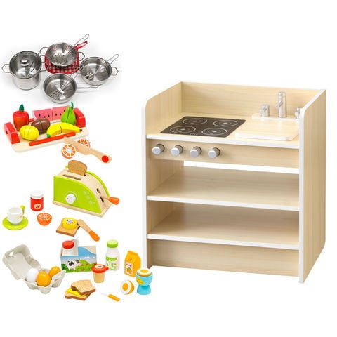 dショッピング |RiZKiZ ままごと キッチン 2WAYタイプ 木製 (ビーチ/本体&お鍋＆おもちゃ3種セット) ごっこ遊び ままごとキッチン 子供 子ども 3歳～ ままごとセット ...