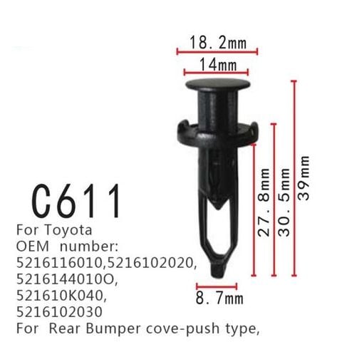 dショッピング |リア バンパー カバー バックル ポジショナー ファスナー プッシュ タイプ 適用: トヨタ 5216116010 ...
