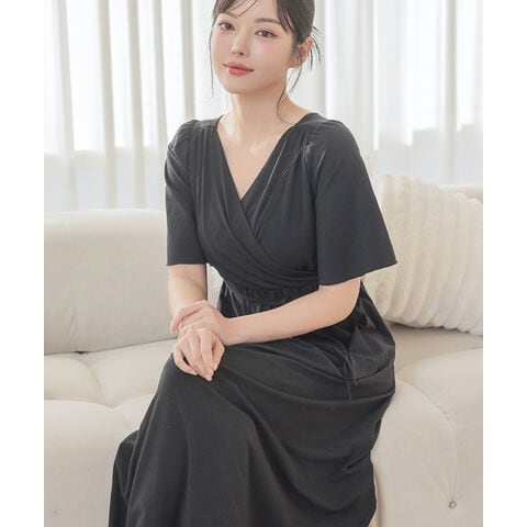 dショッピング |《ラクシアスリープ》ナイトブラカシュクールワンピース ルームウェア レディース ワンピース カシュクール ナイトブラ 授乳【tu-hacci】 70M ブラック | カテゴリ ...